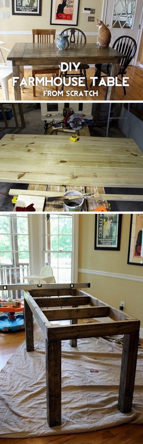 23 Easy DIY Farmhouse Table Ideas with Plans and Instructions