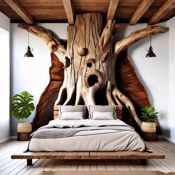 20 Unique Tree Headboard Ideas for Creative Bedroom Designs