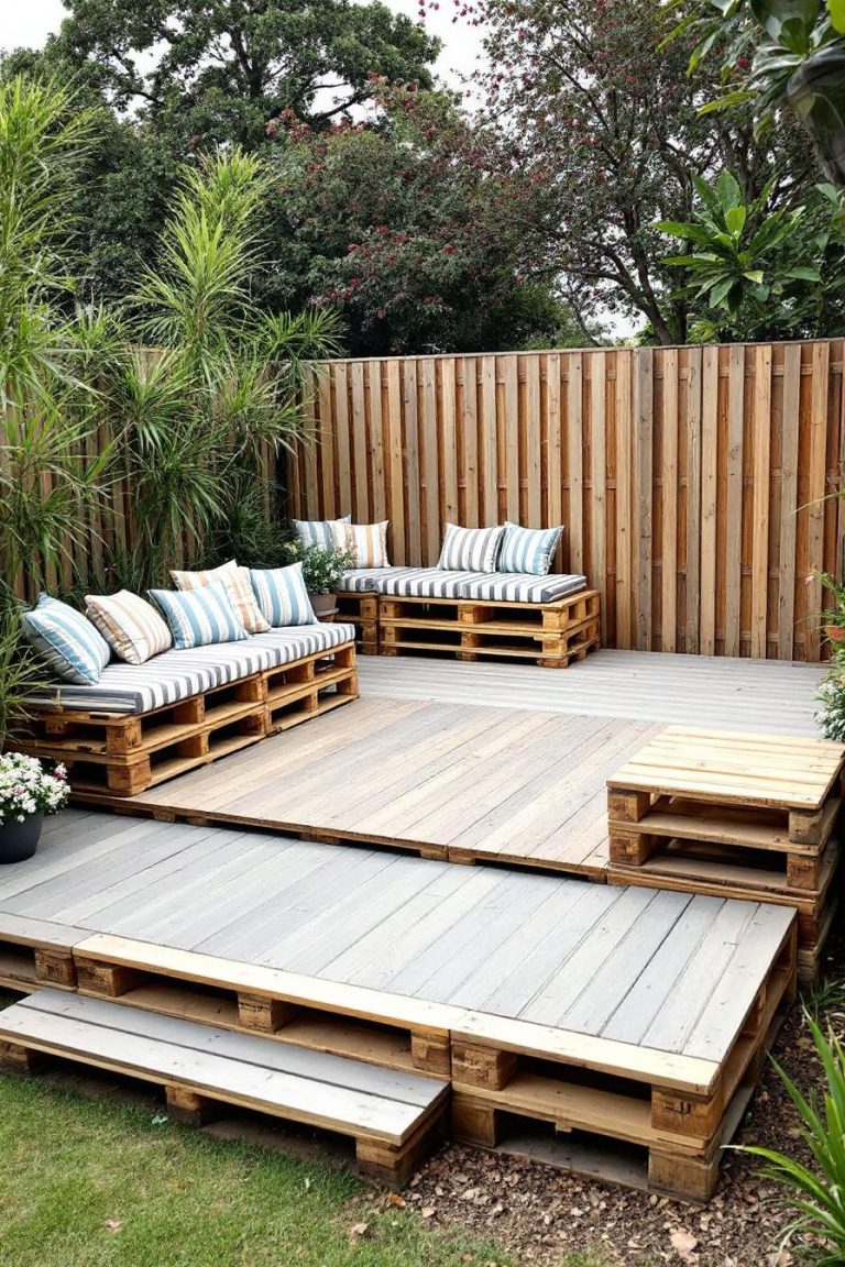 19 Patio Decks with Pallet Wood That Will Knock Your Socks Off