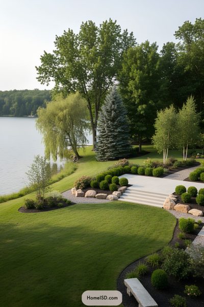 25 Lakeside Landscape Designs for Blue-Green Balance