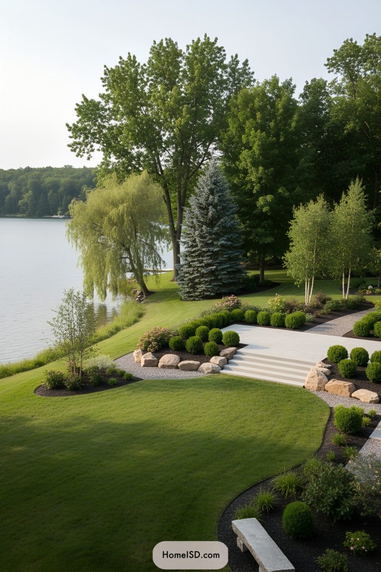 25 Lakeside Landscape Designs for Blue-Green Balance