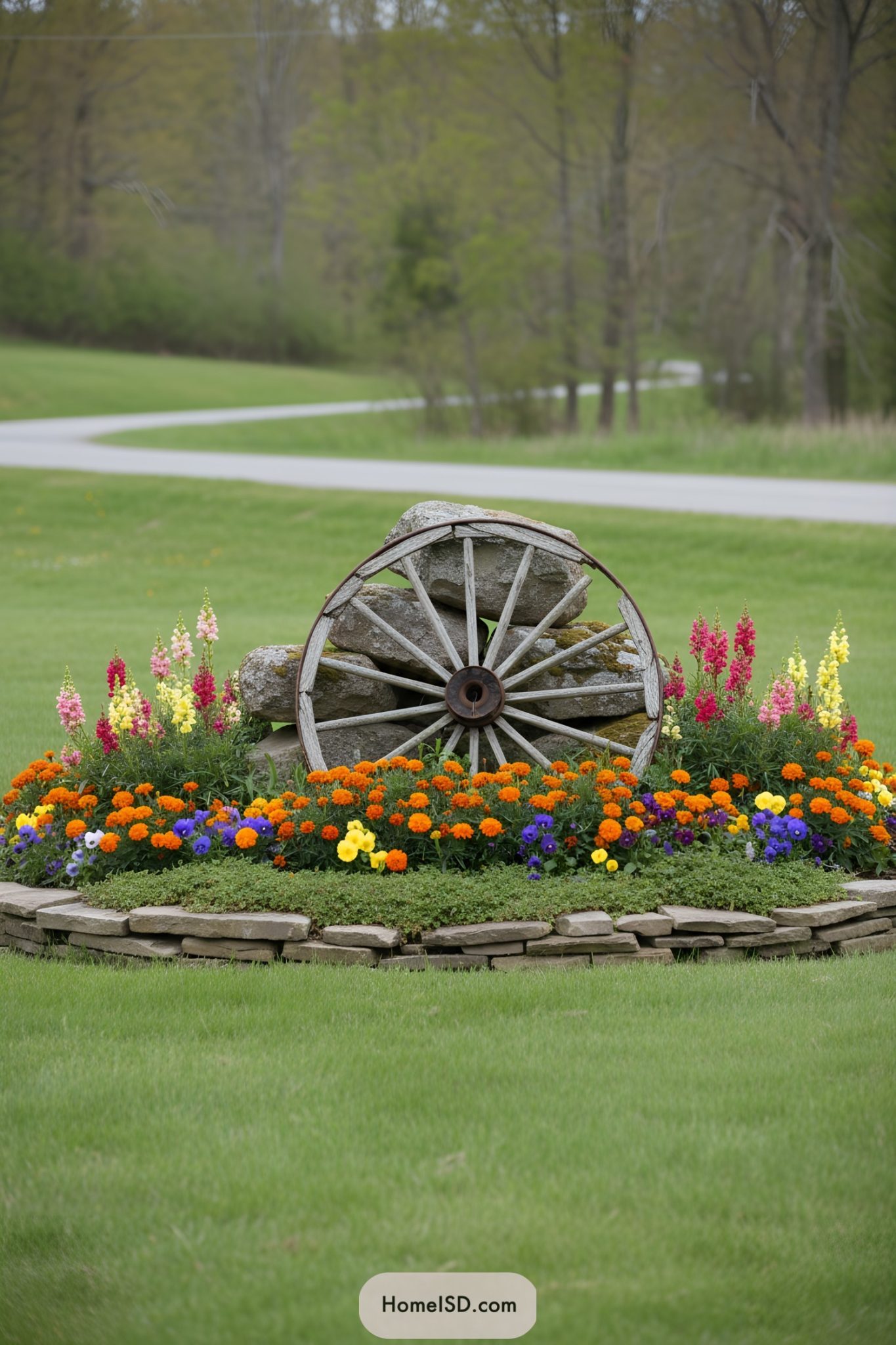24 Cute Wagon Wheel Garden Decor Ideas